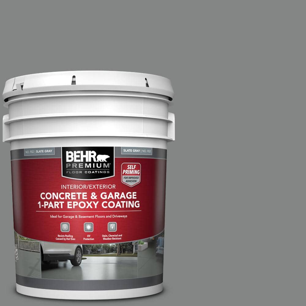 BEHR PREMIUM 5 gal. Slate Gray Self-Priming 1-Part Epoxy Satin Interio ...